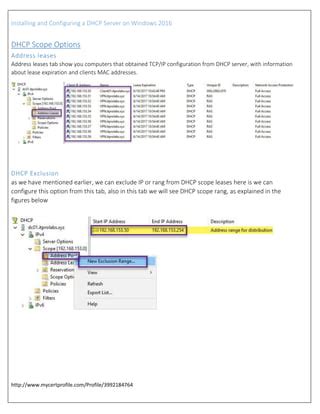 Installing And Configuring A Dhcp On Windows Server 2016 Step By Step PDF