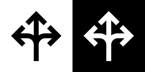 Three Way Direction Arrow Icon Vector In Clipart Style 10933915 Vector