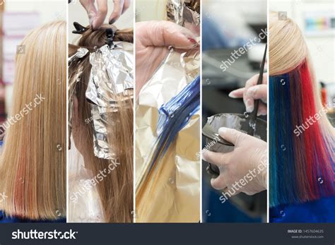 Collage Colored Staining Woman Hair Foto De Stock 1457604635 Shutterstock