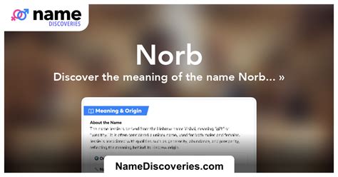 Norb Name Meaning And Origin