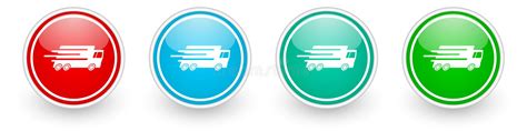 Speed Transport Fast Delivery Truck Vector Icons Colorful Glossy Buttons On White Stock