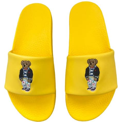 Polo Ralph Lauren Shoes New Polo Ralph Lauren Big Polo Bear Pool Slides Sandals Yellow