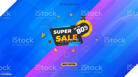 기하학적 배경의 판매 배너 템플릿 디자인 최대 80 할인 된 큰 판매 특별 제공 슈퍼 세일 시즌 종료 특별 제공 배너 벡터 그림입니다 개성 개념에 대한 스톡 벡터 아트 및