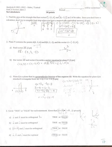 Vectors Parametrics Analysis Tests 21 22