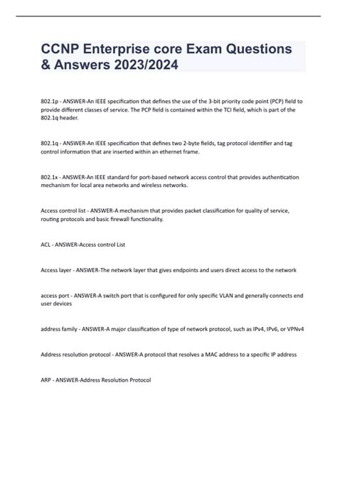 CCNP Enterprise Core Exam Questions Answers CCNP Enterprise Core Stuvia US