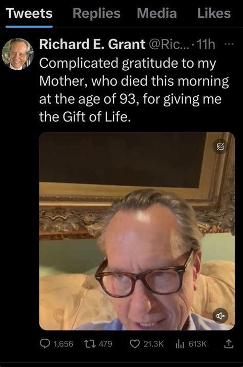 Richard E Grant Announces Death Of His Mother