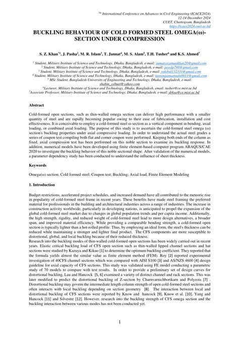 Pdf Buckling Behaviour Of Cold Formed Steel Omega ω Section Under Compression