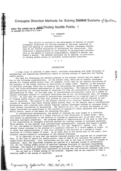 Pdf Conjugate Direction Methods For Solving Systems Of Equations And Finding Saddle Points Ii