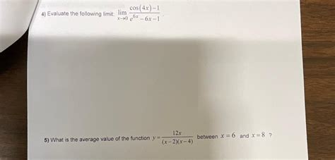 solved 4 evaluate the following limit