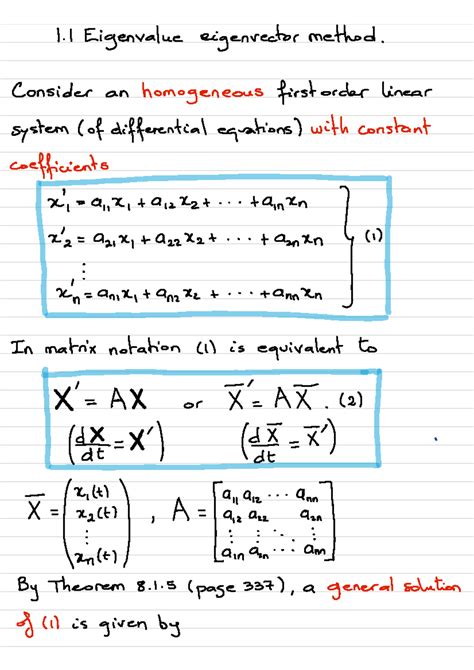 Lu 11 Eigenvalue And Eigenvector Method Notes Studocu