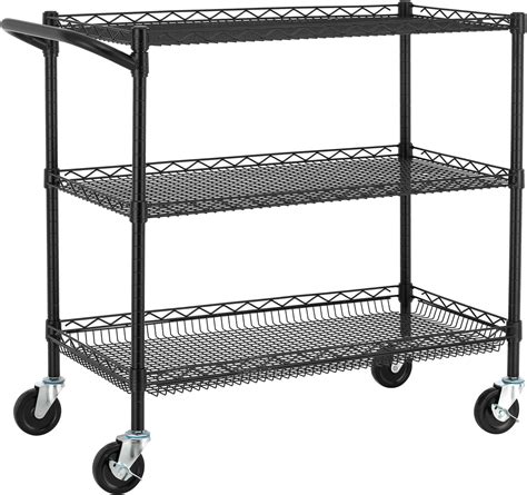 Finnhomy 3 Tier Heavy Duty Commercial Grade Utility Cart Wire Rolling Cart With