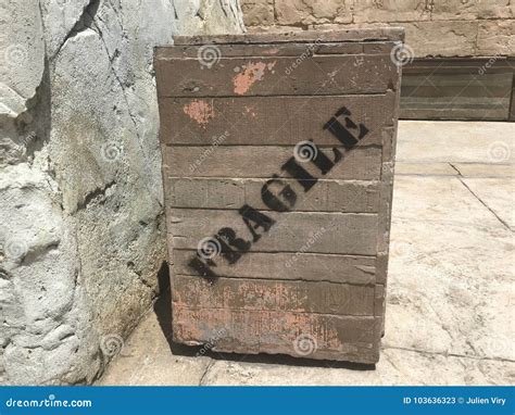 Used Fragile Wood Crate On The Ground Stock Image Image Of Mail