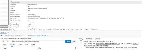 Request To Nasdaq RSS Feed Works In Browser But Hangs With Code C Node Js Axios Even