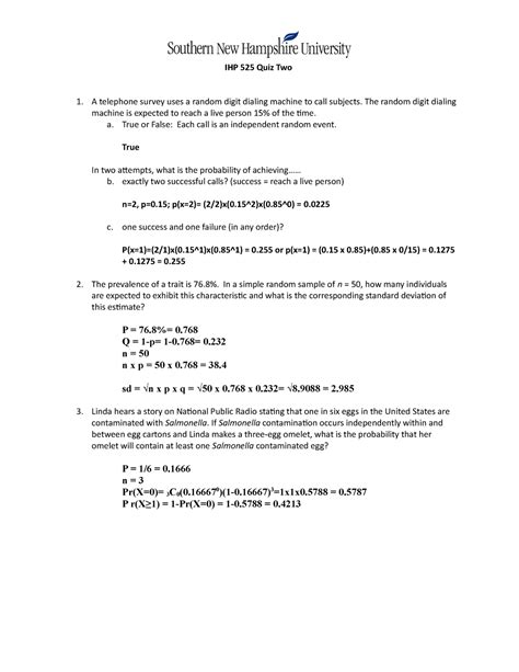 IHP Quiz Two IHP Quiz Two A Telephone Survey Uses A Random Digit Dialing Machine To