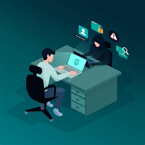 Hacker laptop roubando dados pessoais de pessoas ilustração vetorial de conceito de ataque