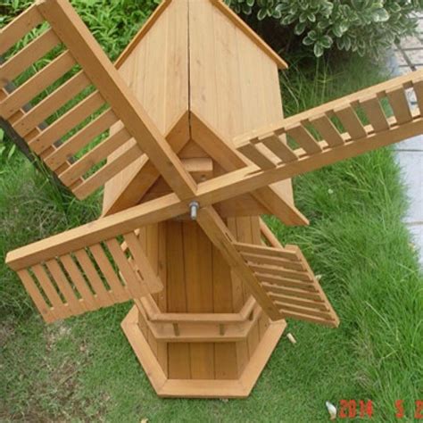 NEW CM WOODEN WINDMILL GARDEN ORNAMENT PLANT HOLDER OUTDOOR STATUE