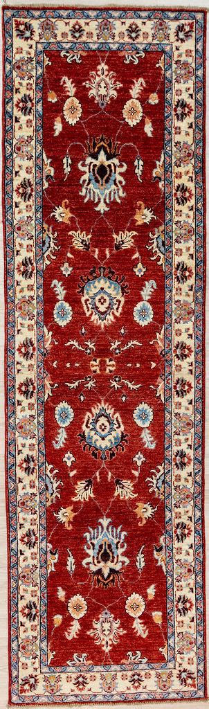 Red Afghan Chobi Wool Runner 304cm X 86cm Knot N Co