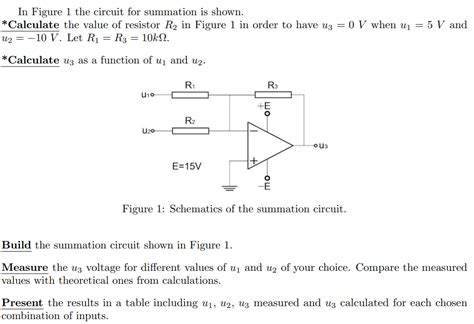 Solved In Figure 1 The Circuit For Summation Is Shown
