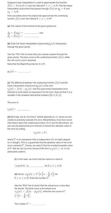 solved suppose linear interpolation is used to approximate