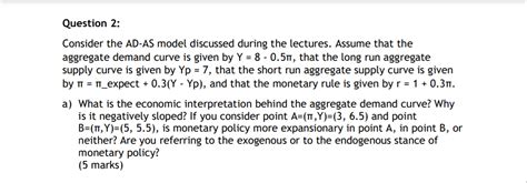 Solved Question 2 Consider The AD AS Model Discussed During Chegg Com