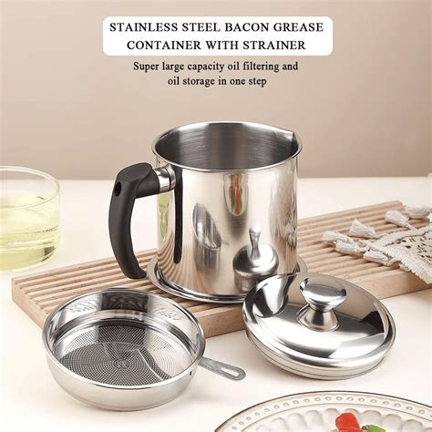 18l60oz Bacon Grease Container With Strainer Bacon Grease Storage
