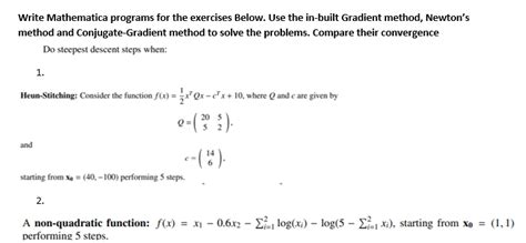 Write Mathematica Programs For The Exercises Below Chegg