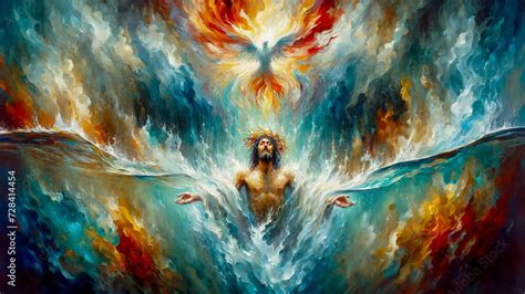 Divine Immersion Jesus Baptismal Fire And The Holy Spirit Descending