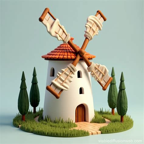 Village Windmill Scene For Board Game Stable Diffusion Online