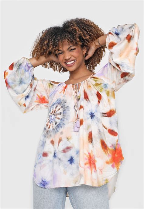 Blusa Dress To Off Shoulder Tie Dye Branca Compre Agora Dafiti Brasil
