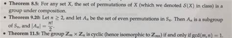 solved theorem 8 5 for any set x the set of permutations
