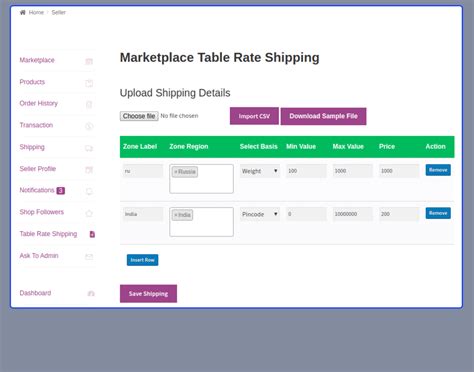 Woocommerce Multi Vendor Table Rate Shipping Csv Xls Rules Webkul