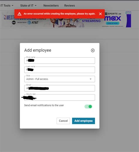 How Can I Resolve An Error When Trying To Add An Employee Spiceworks