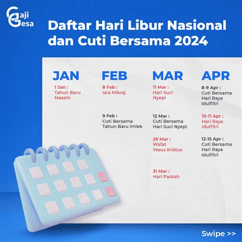 Jadwal Hari Libur Nasional 2024 Wajib Catat Tanggalnya Gajigesa
