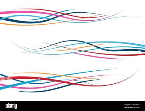 Set Of Abstract Color Curved Lines Wave Design Element Vector Illustration Stock Vector Image