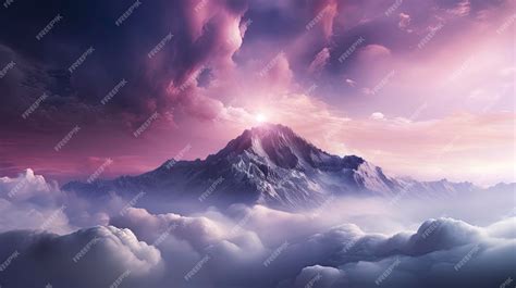 Premium Ai Image Unreal Sky With Clouds Neon Generation Ai