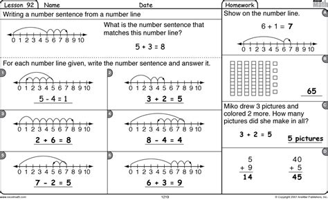 Excel Math Using Number Lines To Add And Subtract