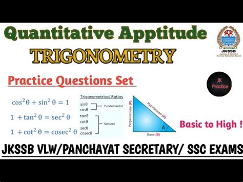 Trignometry Ratio Jkssb VLW Panchayat Secretary Practice Questions Jkssbvlw YouTube