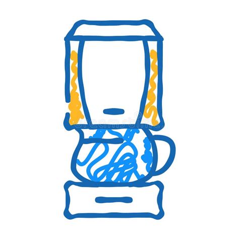 Drip Filtration Electric Coffee Machine Device Icon Doodle Illustration