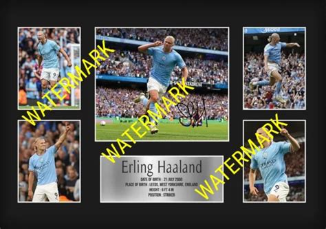 Erling Haaland Manchester City Signed A4 Autograph Photo Print