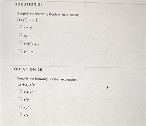 Solved Simplify The Following Boolean Expression
