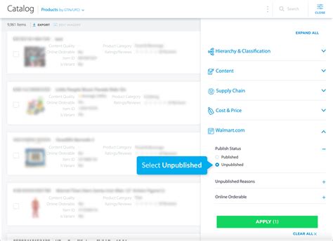 helpdocs unpublished products in the new catalog