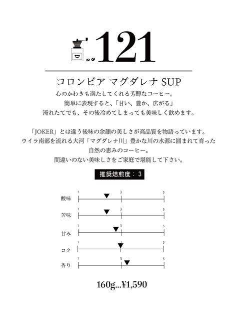 121コロンビア マグダレナ Sup Yamanobaisenjo