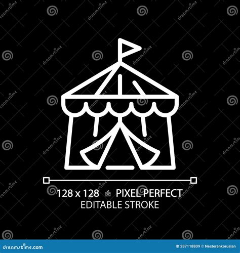 2D Editable Thin Line Circus Tent Icon Stock Illustration