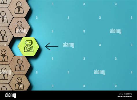 A Conceptual Image With A Robot Icon Among Human Figures Artificial Intelligence And Automation