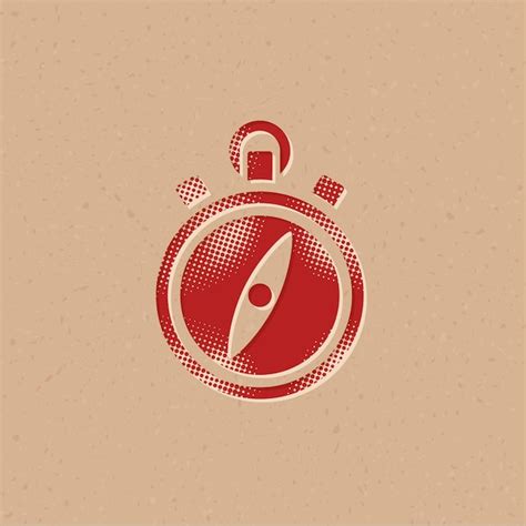 Premium Vector Compass Halftone Style Icon With Grunge Background