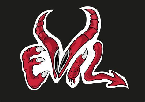 Evil Drawing Text Conceptual Symbol On Black Stock Vector