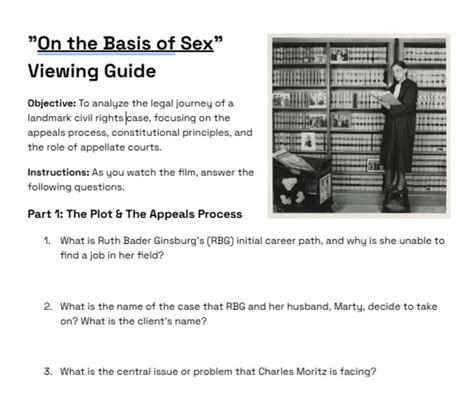 On The Basis Of Sex Rbg Movie Guide With Answer Key Tpt