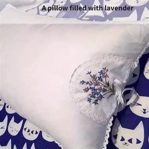 목 지지 및 수면 보조를 위한 라벤더 자수 면 베개 저자극성 통기성 있는 침구 로맨틱 디자인 세탁기 사용 가 Temu Republic Of Korea