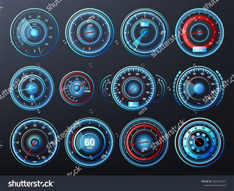 Car Speedometer Tachometer Dashboard Analog Device Stock Vector