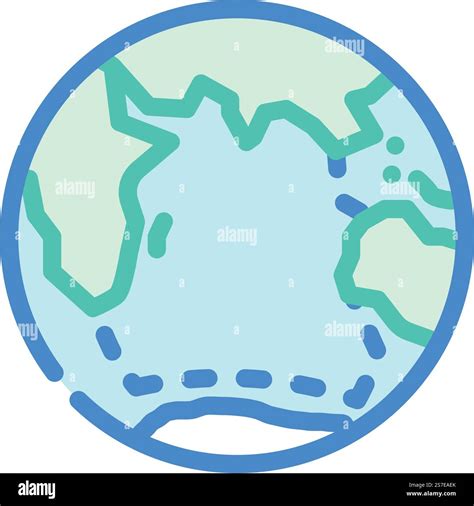 Indian Ocean Map Color Icon Vector Indian Ocean Map Sign Isolated